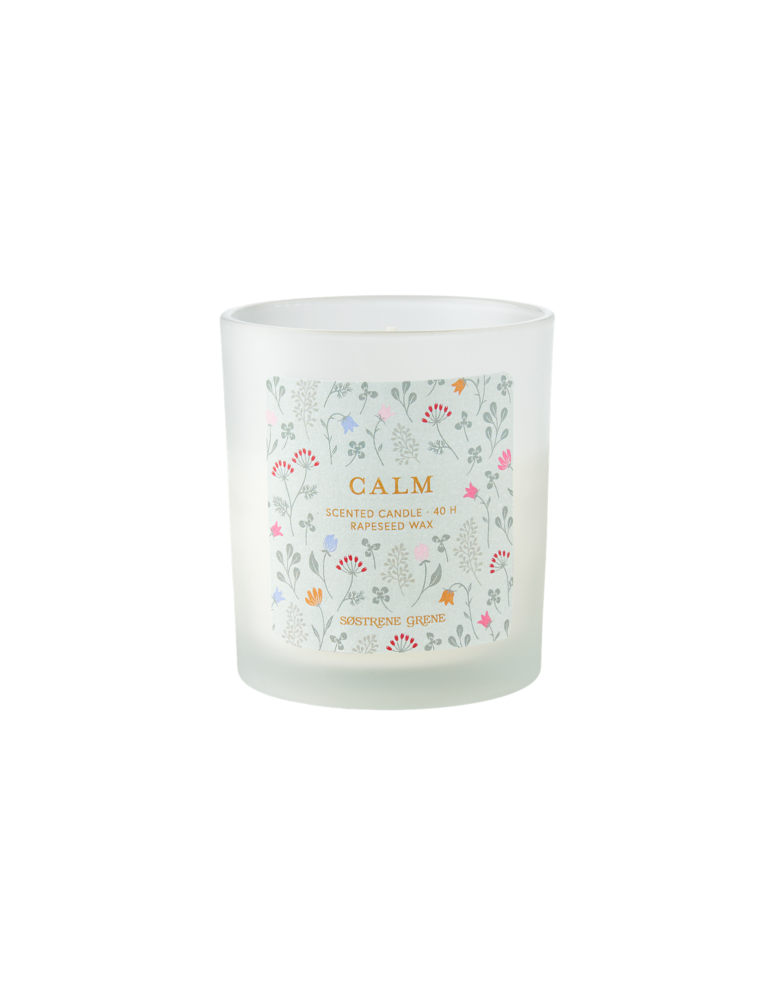 Scented candle Calm | Rapeseed wax/cotton/glass/scent. 8,1 x 9 cm. | White