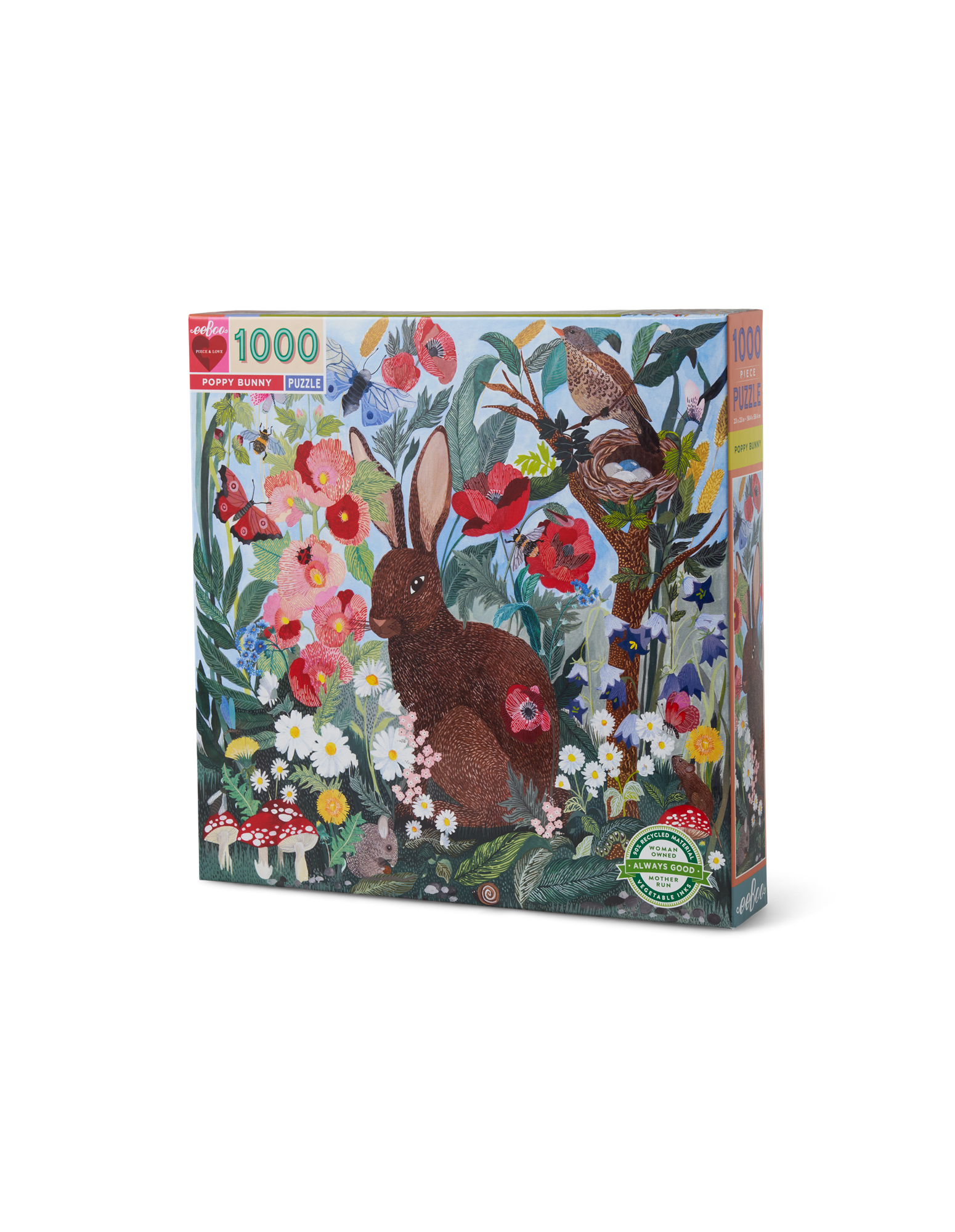 Poppy Bunny Puzzle 1000 Teile | Papier. 58,4 x 58,4 cm. | Multi | Eeboo