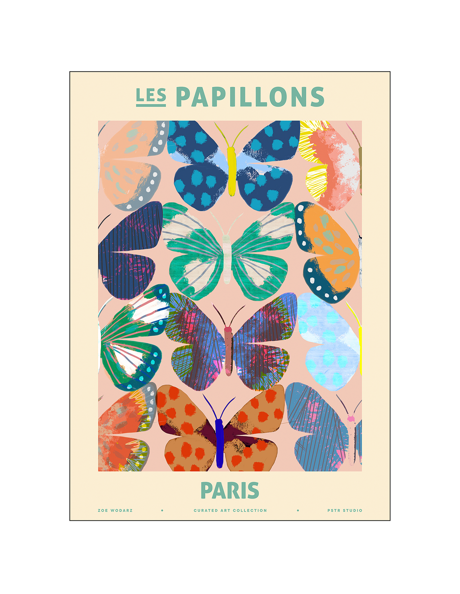 Poster Les Papillons - Paris 50 x 70 | PSTR studio. | Multi | Poster ...