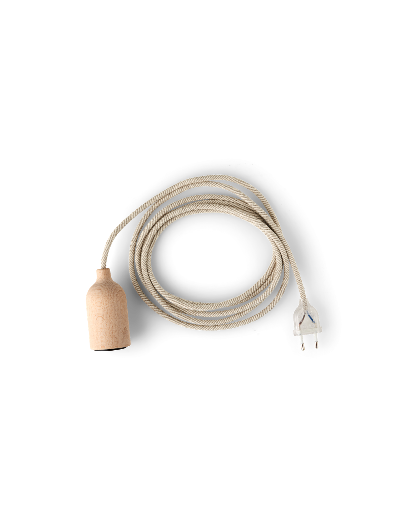 Plug-in Hanglamp Naturel | Textielkabel/beukenhout en thermoplastische ...