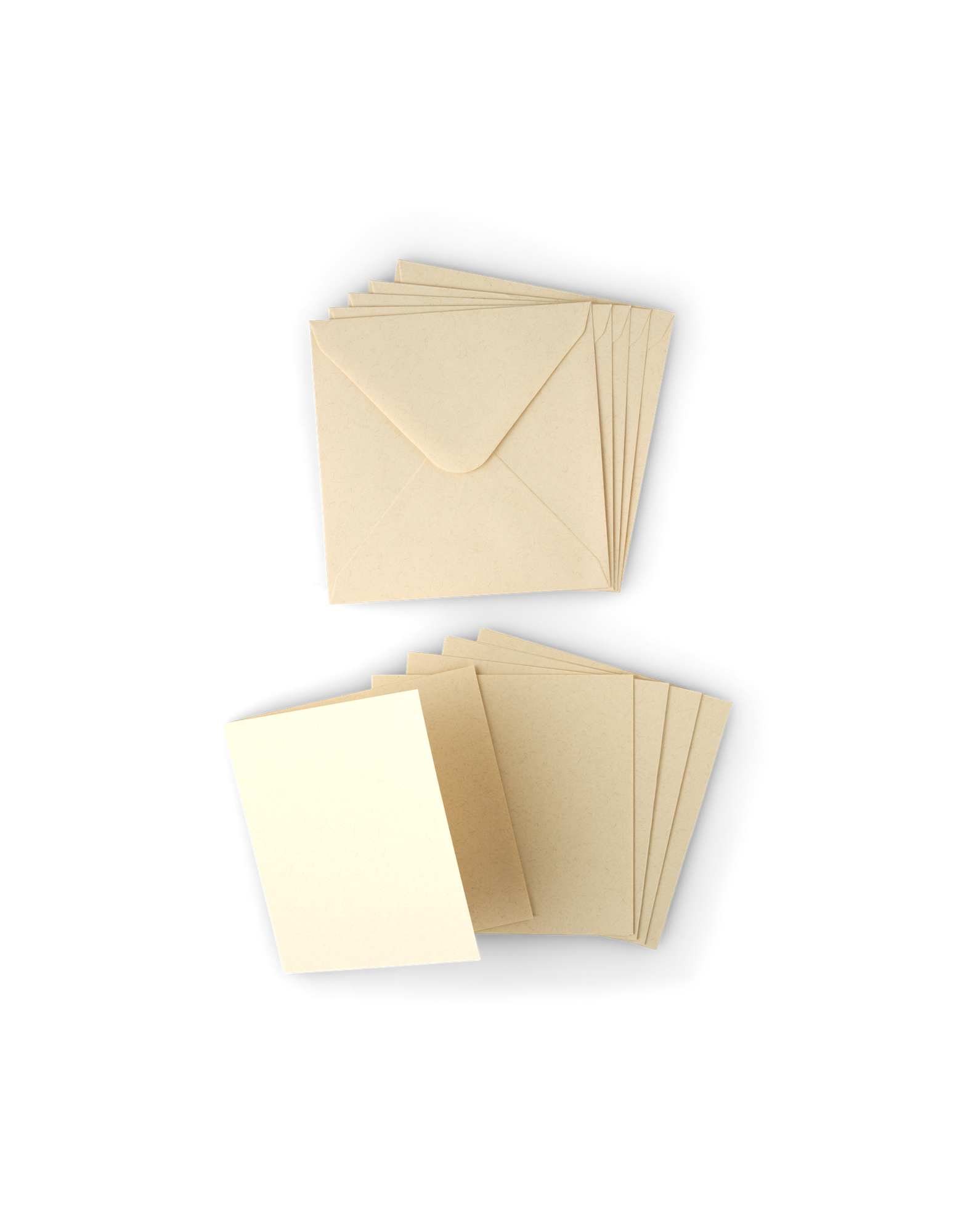 Kort med kuvert | Papper. 14 x 14 cm. 5 st. | Off White