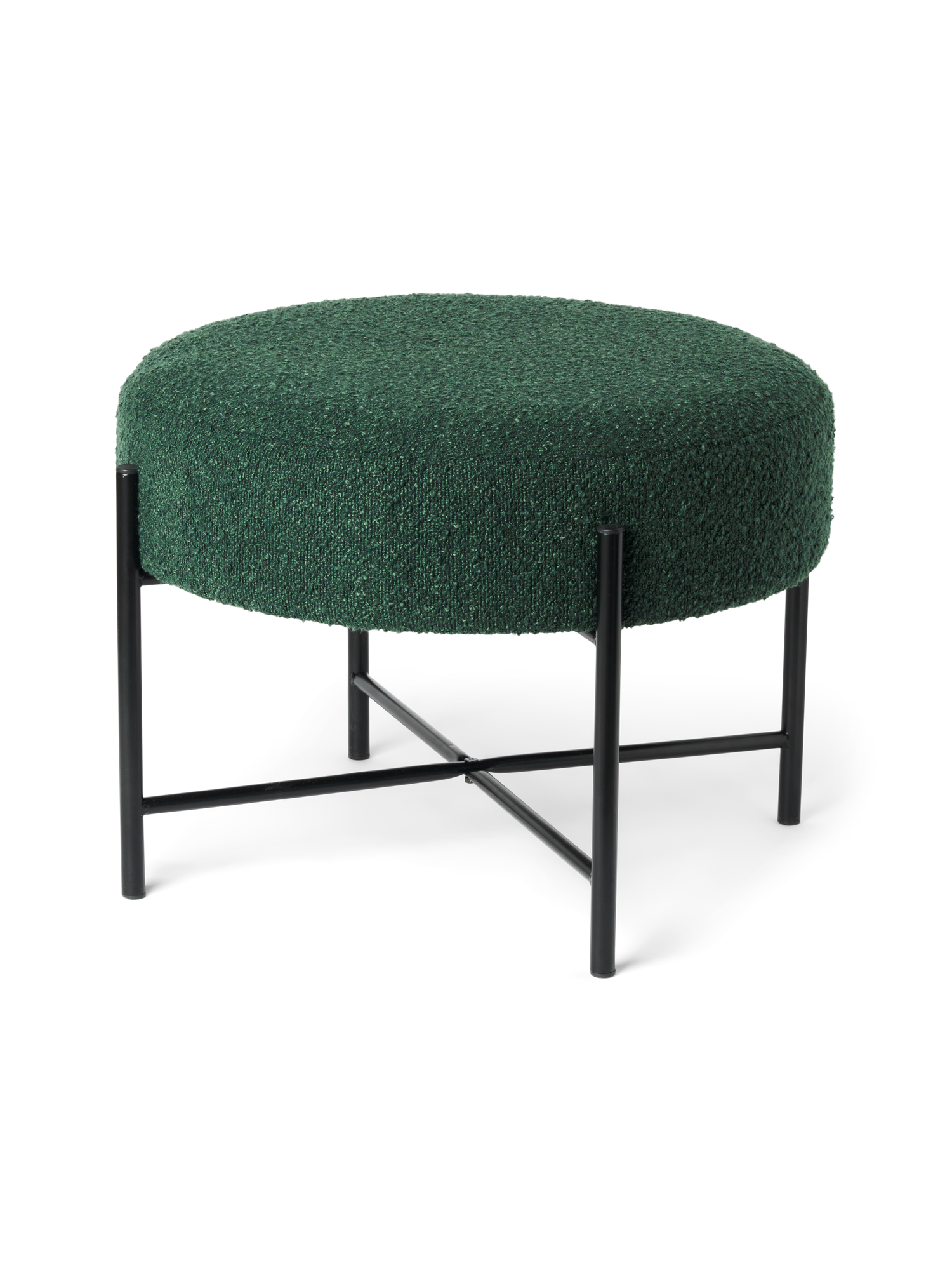 Bouclé poef | Polyester/polyurethaan/grenenhout/MDF/ijzer. Ø50 x 36 cm ...