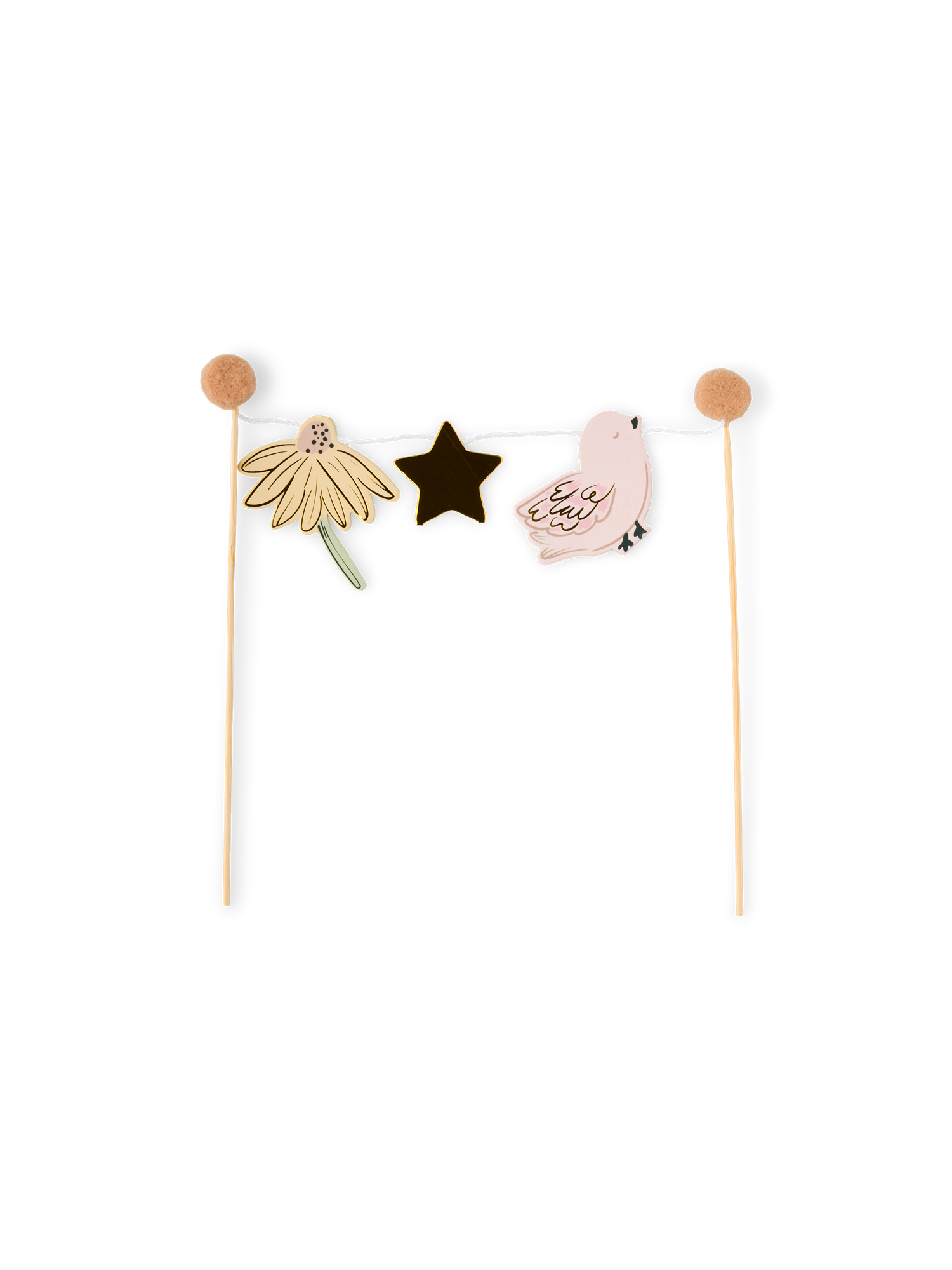 Kakepynt | Papir/bjørk/polyester. 16 cm. | Sand