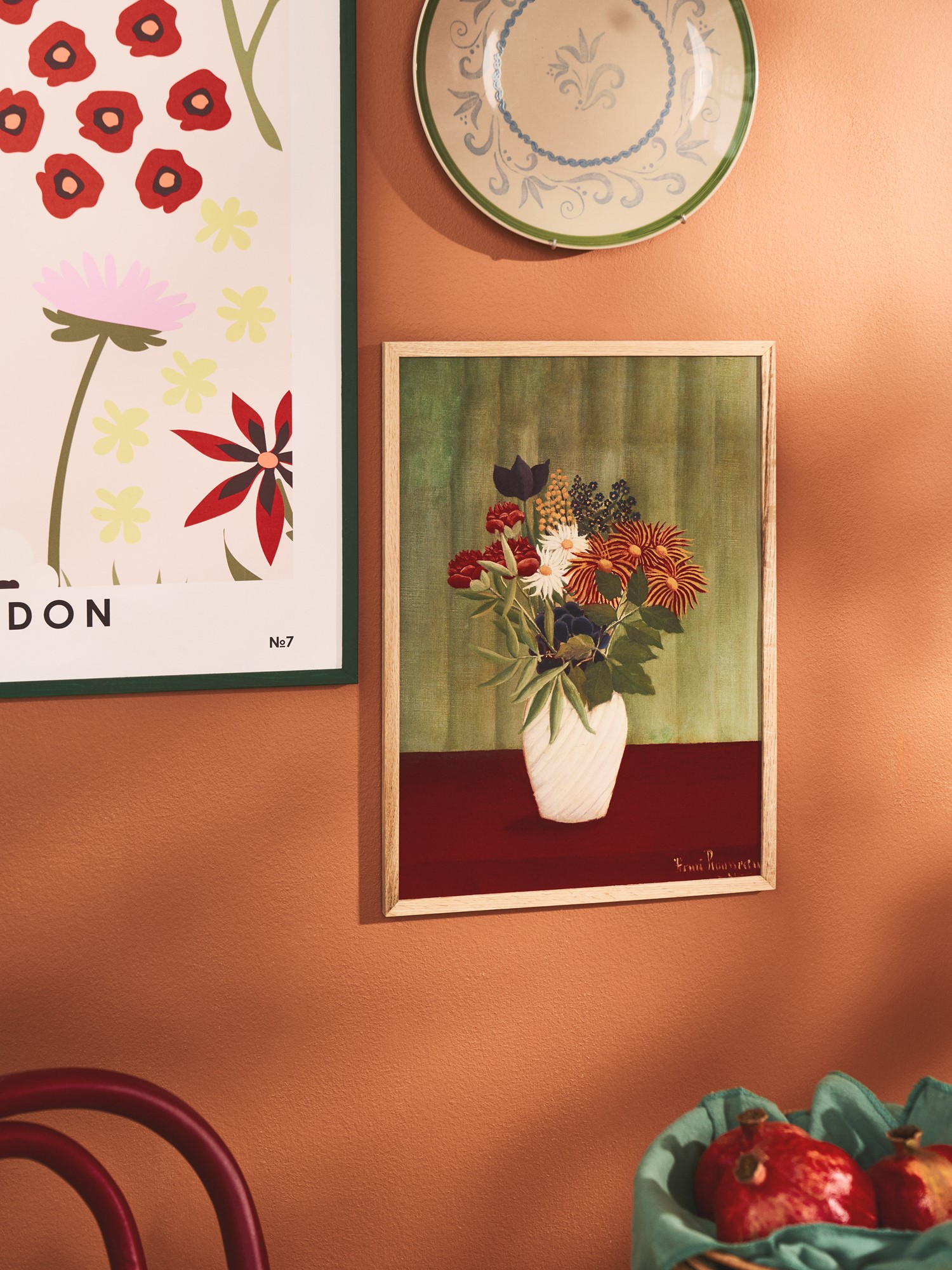 Poster Bouquet De Fleurs 02 A3 | Henri Rousseau. | Olive Green, Red ...