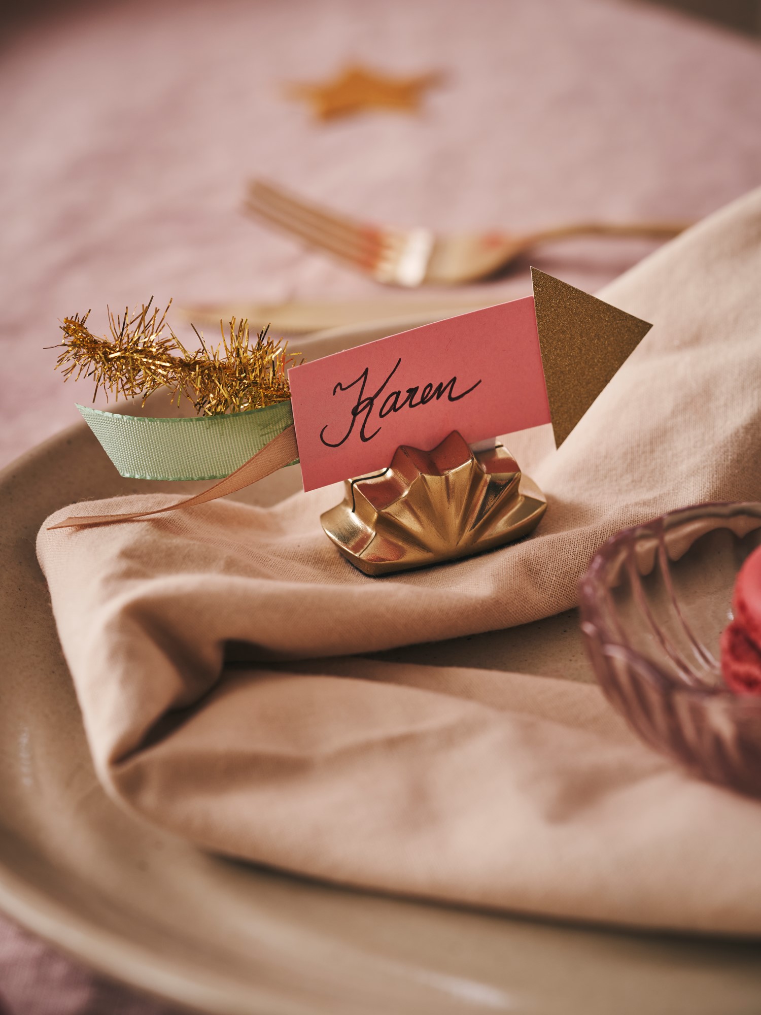 Holder til bordkort | Jern. 5 x 9 cm. | Gold