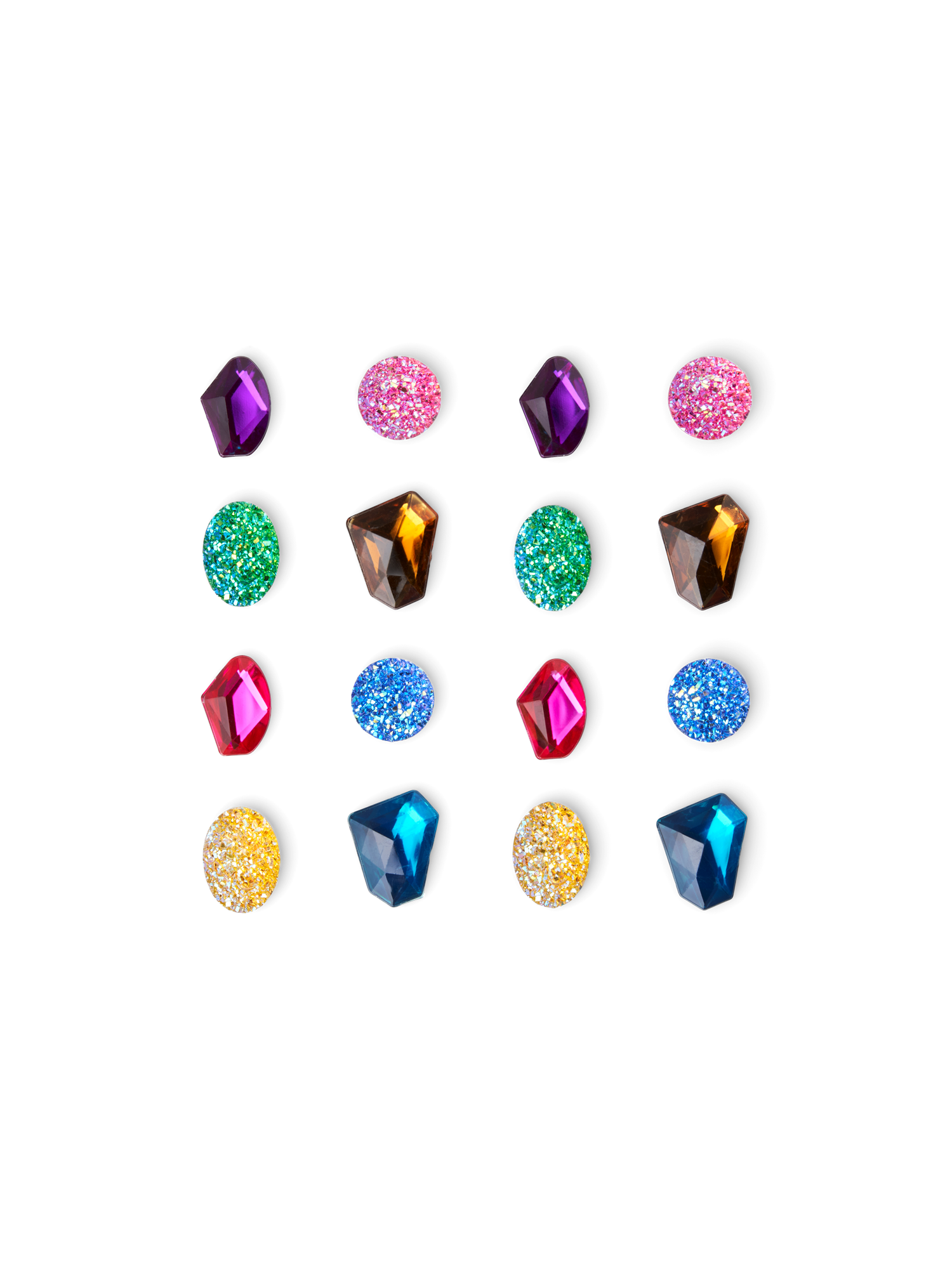 Stickers strass | Plastique. Lot de 16. | Multi