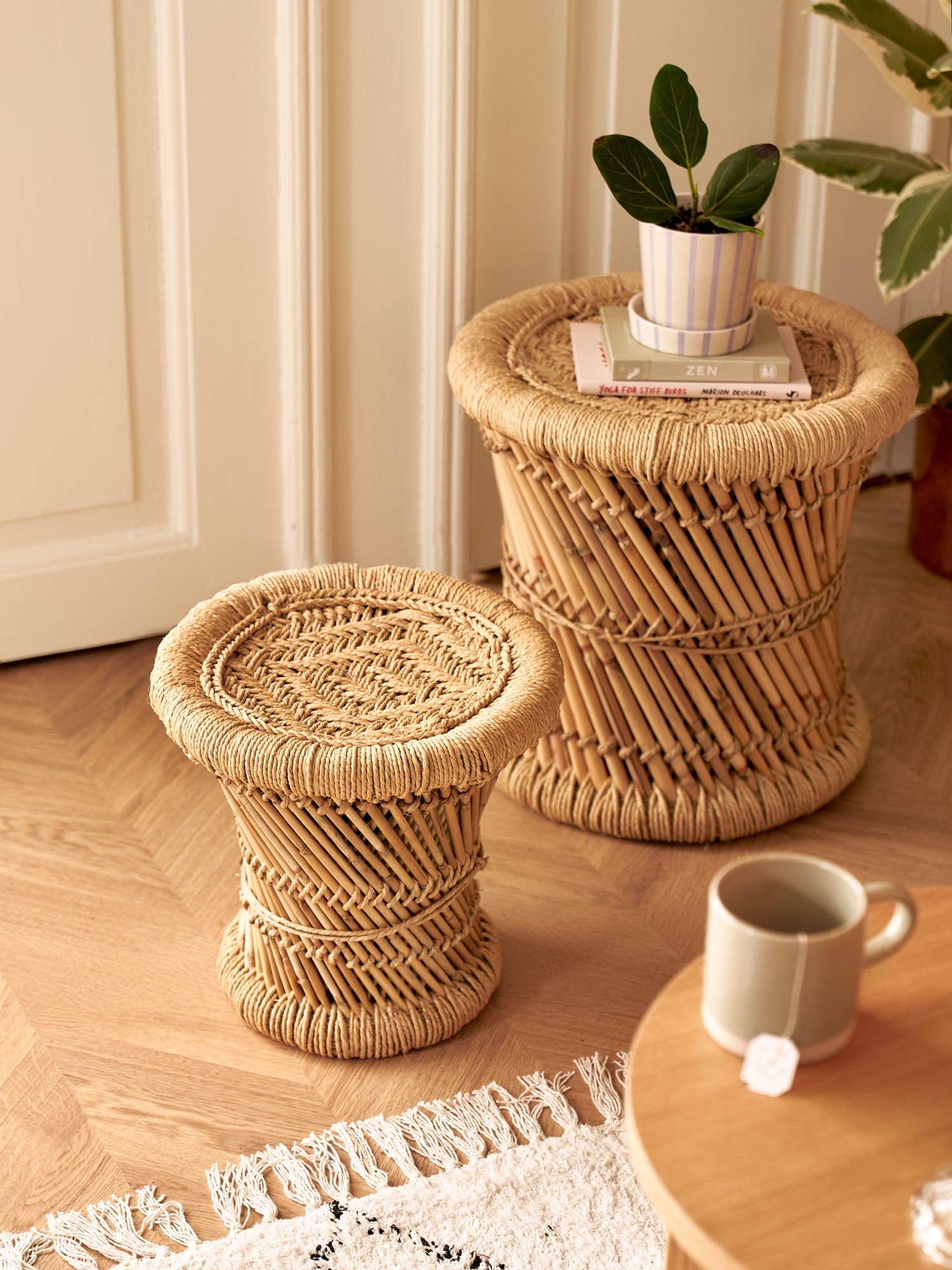 Stool | Bamboo/jute. 30 x 31 cm. | Søstrene Grene