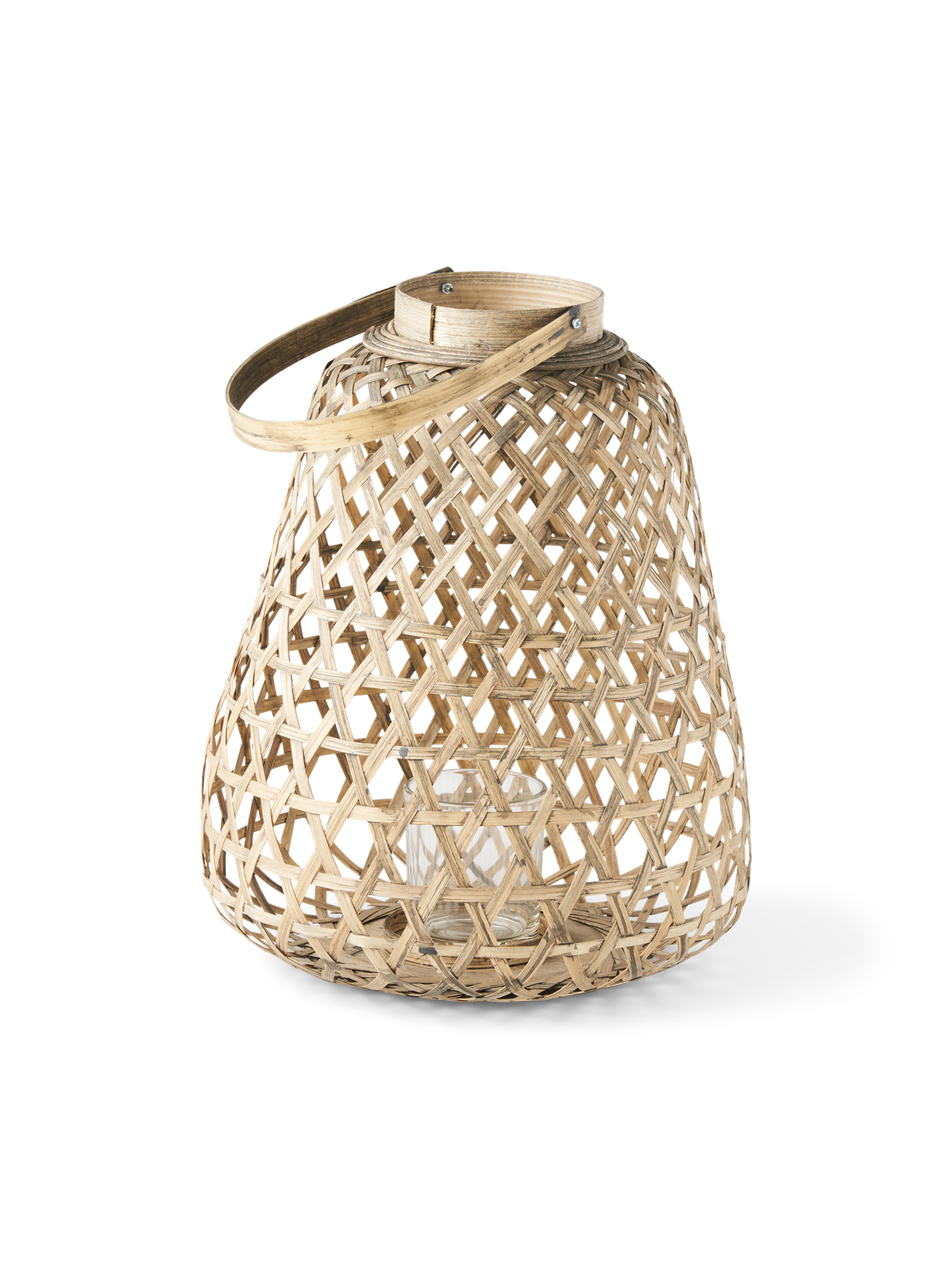 Lykta | Bambu/glas. Ø 27 x 34,5 cm. | Silver Grey