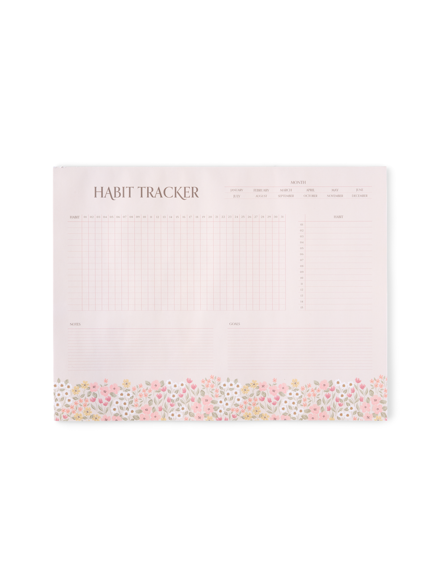 Habit tracker | Paper. 34.7 x 26.4 cm. 24 sheets. | Off White