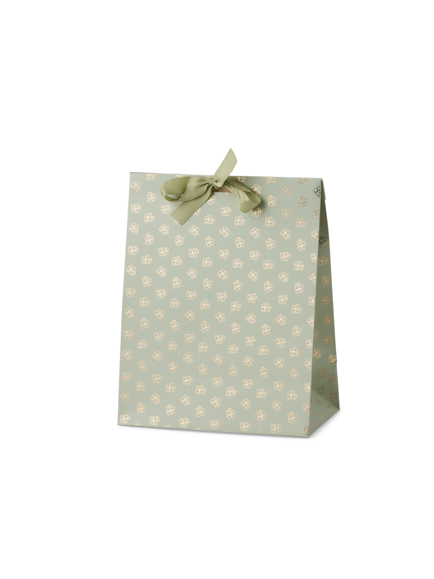 Cadeautasje met lint | Papier/polyester. 19 x 11 x 24 cm. | Dusty Green