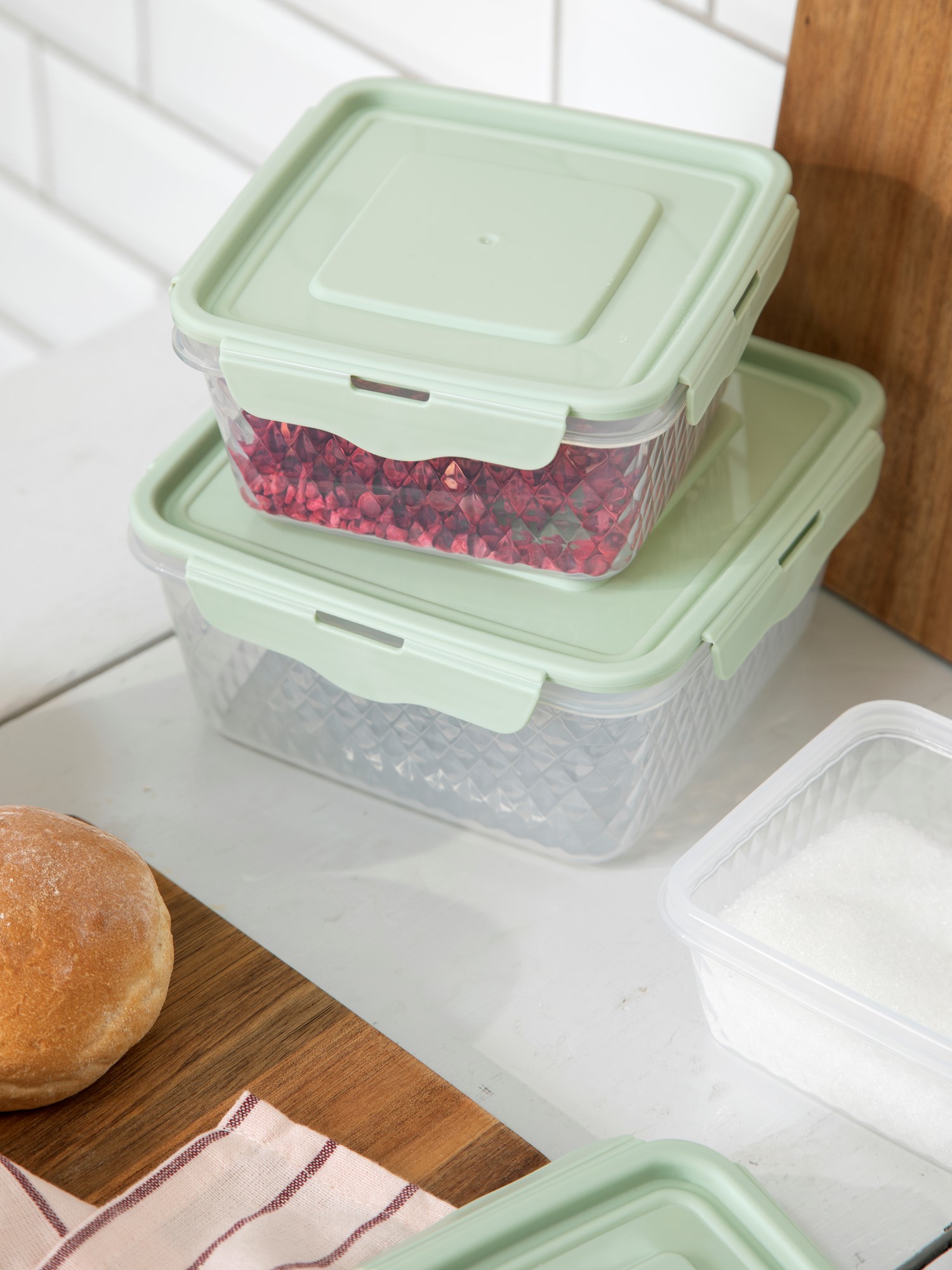 Matboks 1700 ml | Plast/silikon. 1700 ml. | Dusty Green