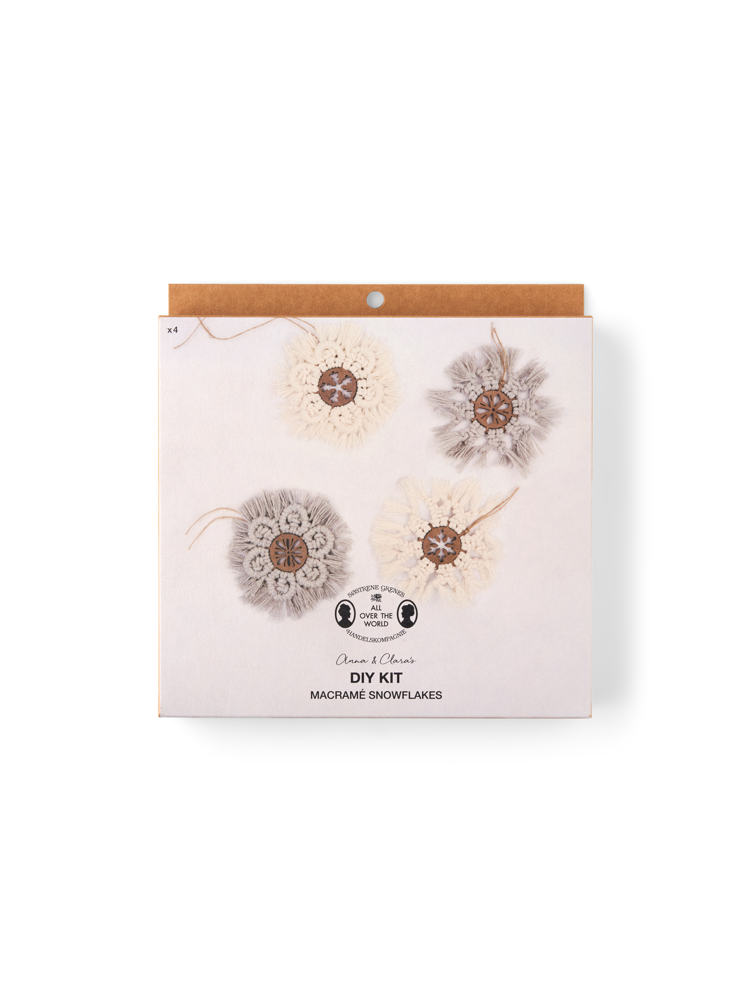 DIY-kit, makramé | För 4 snöflingor. | Off White, Grey