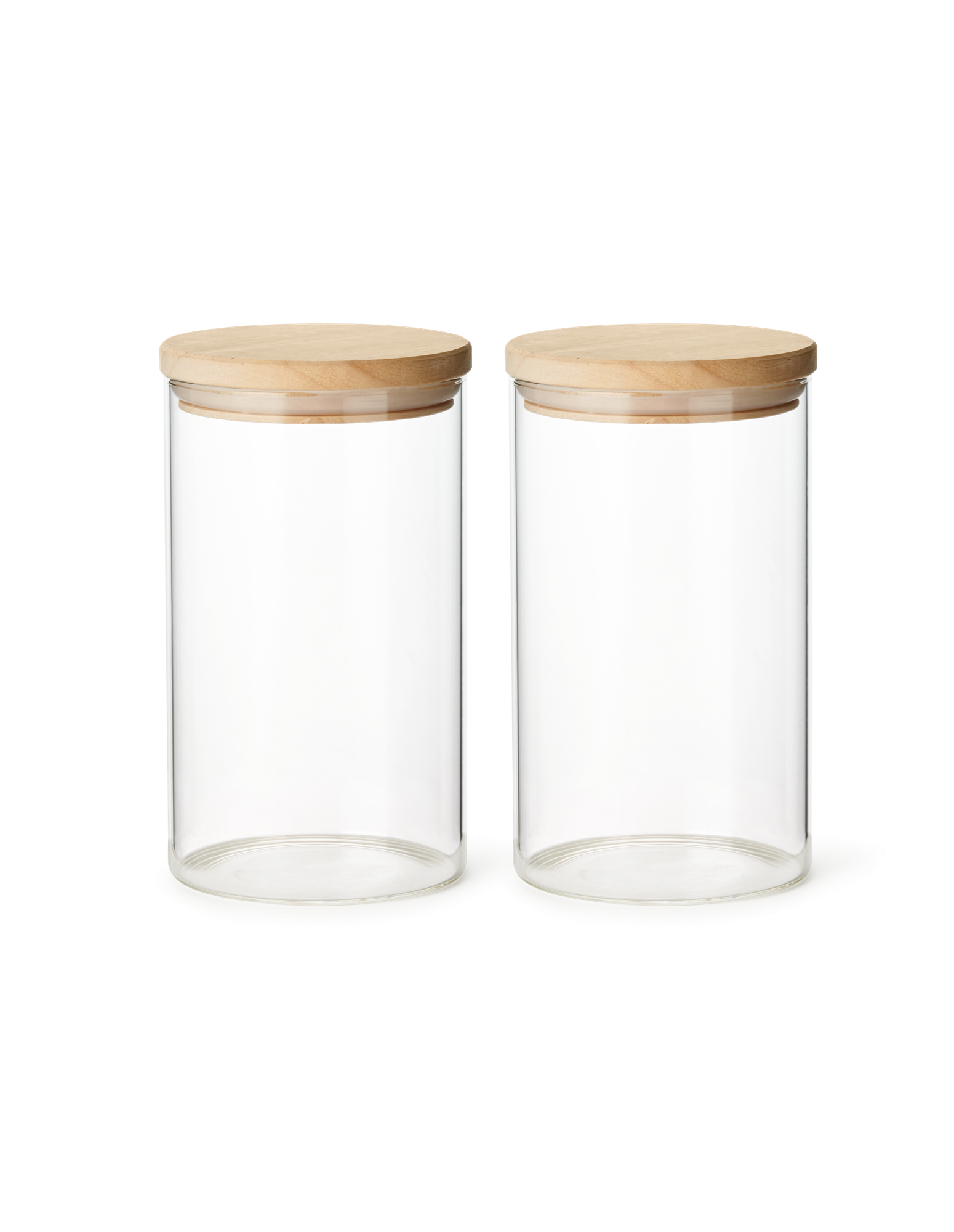 Jars with lid 2-pack | Glass/rubber wood. 800 ml. 2 pcs. | Clear