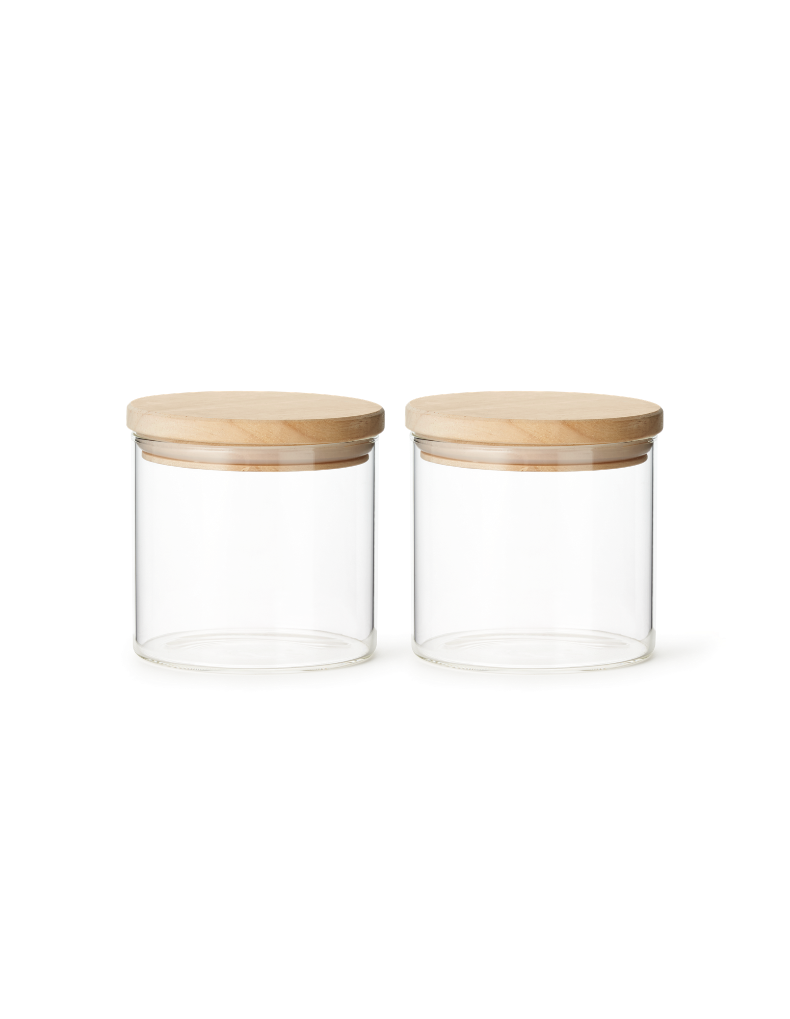 Jars with lid 2-pack | Glass/rubber wood. 425 ml. 2 pcs. | Clear