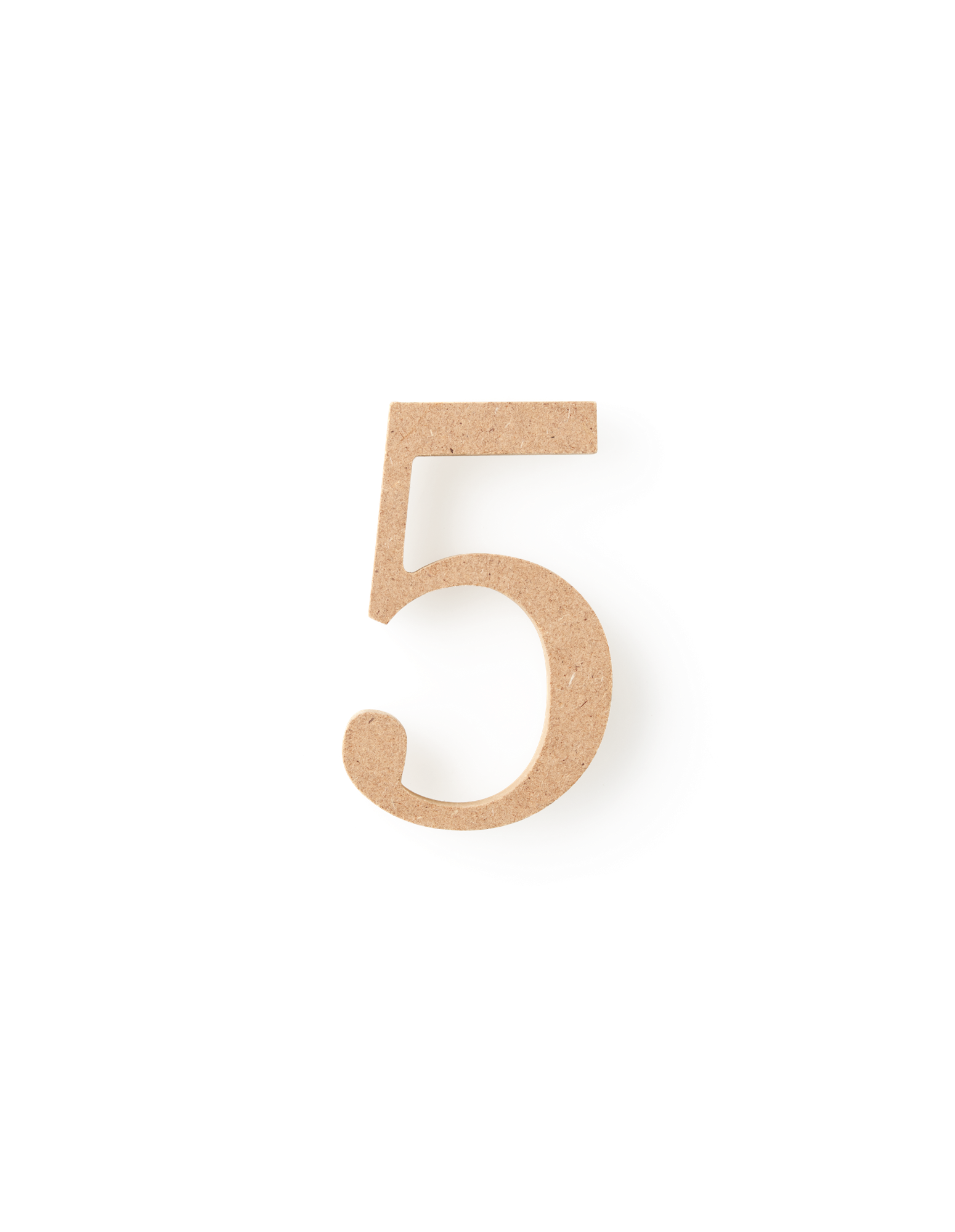 Chiffre 5 en bois | MDF. 8 cm. | Medium Wood