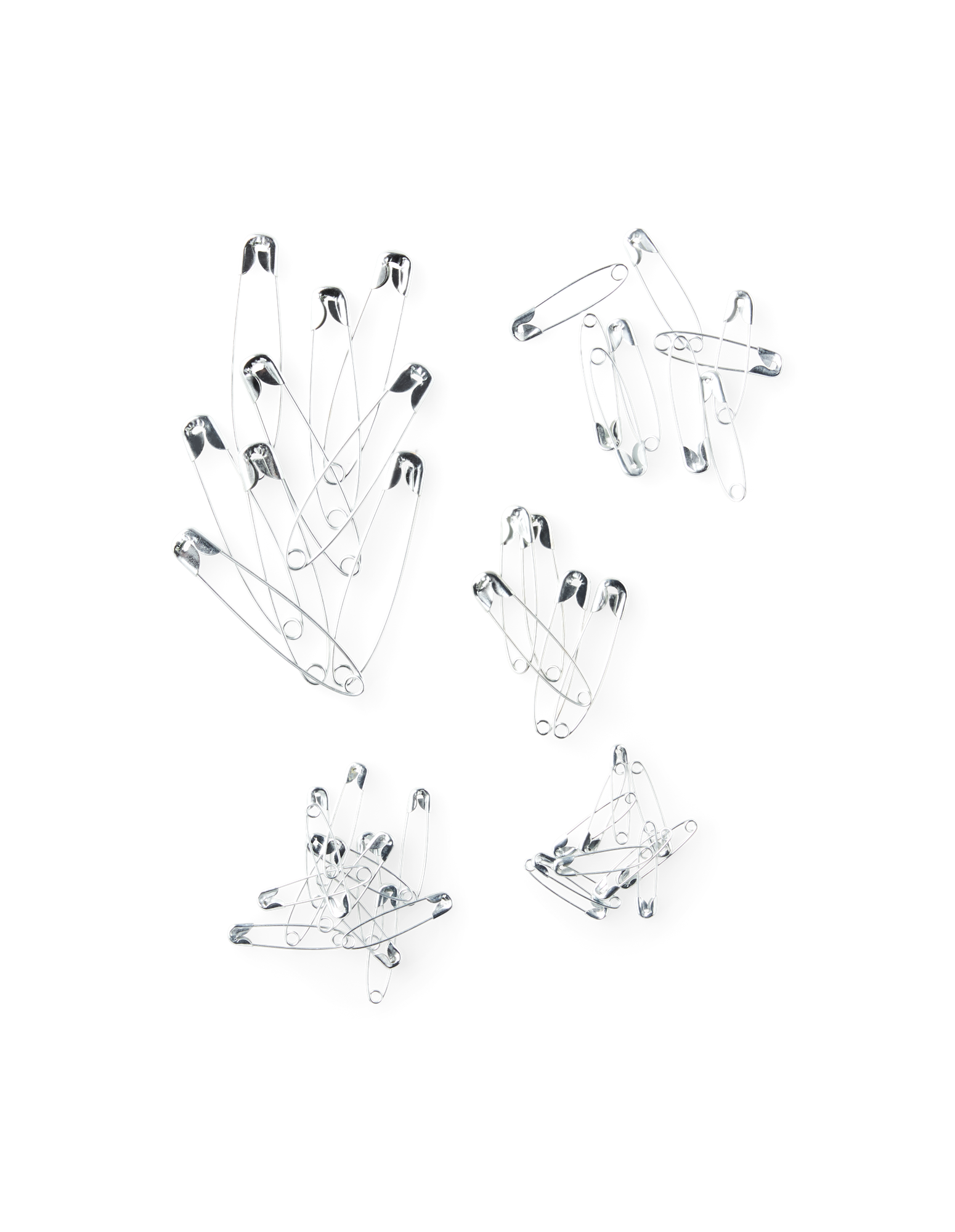 Safety pins mix | Iron. 76 pcs. 4 sizes. | Silver