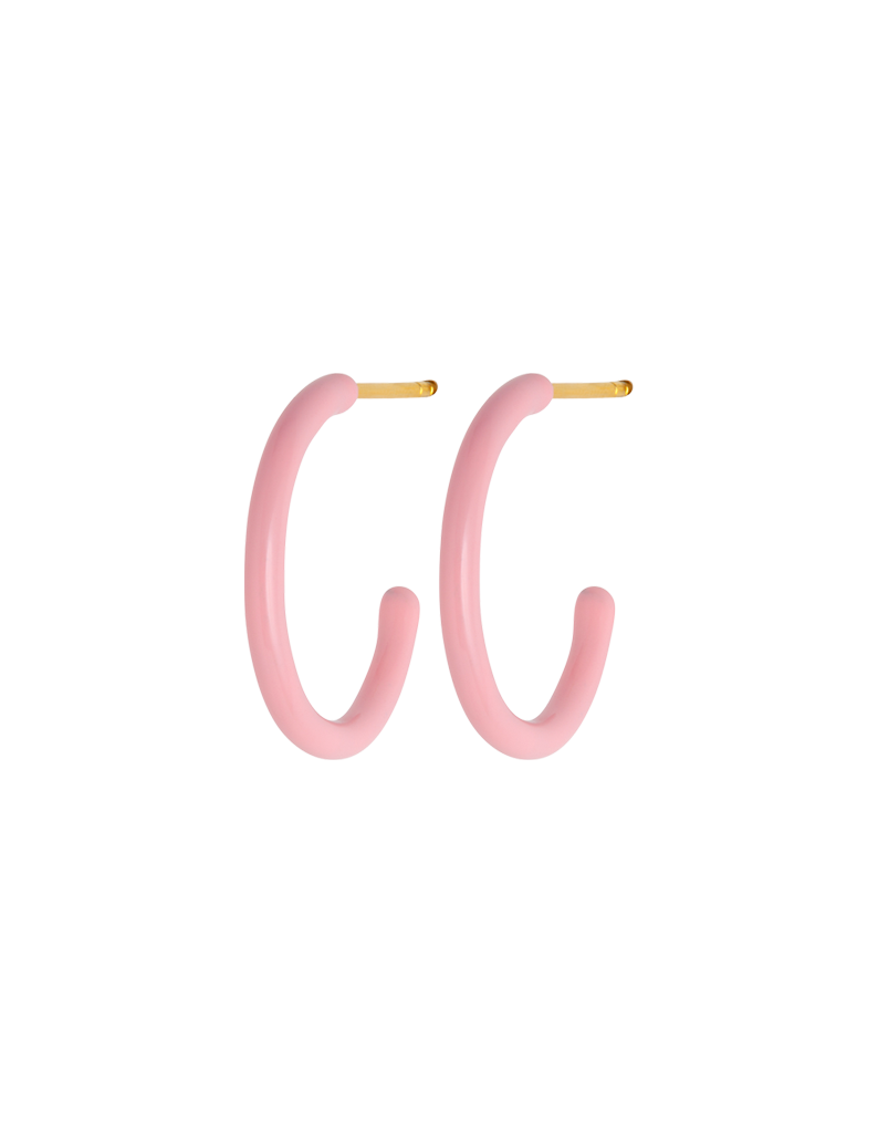 Colour Hoops Medium | Messing/goud verguld. 2 cm. 2 stk. | Gold, Cherry Red