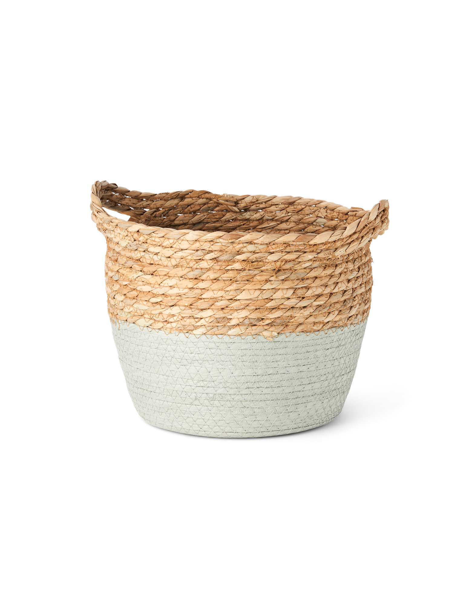 Korg med handtag | Halm/papper. 26 x 23 cm. | Dusty Green